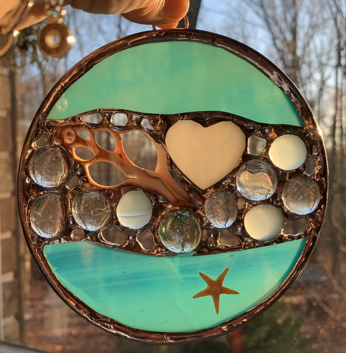 Stained Glass Ocean Sun Catchers With Shells and Starfish - Etsy