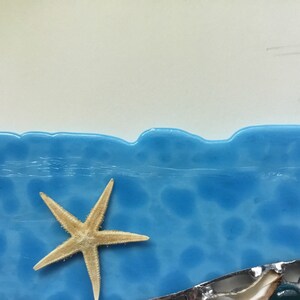 Ocean Stained Glass Panel With Wavy Glass and Cut Shells - Etsy