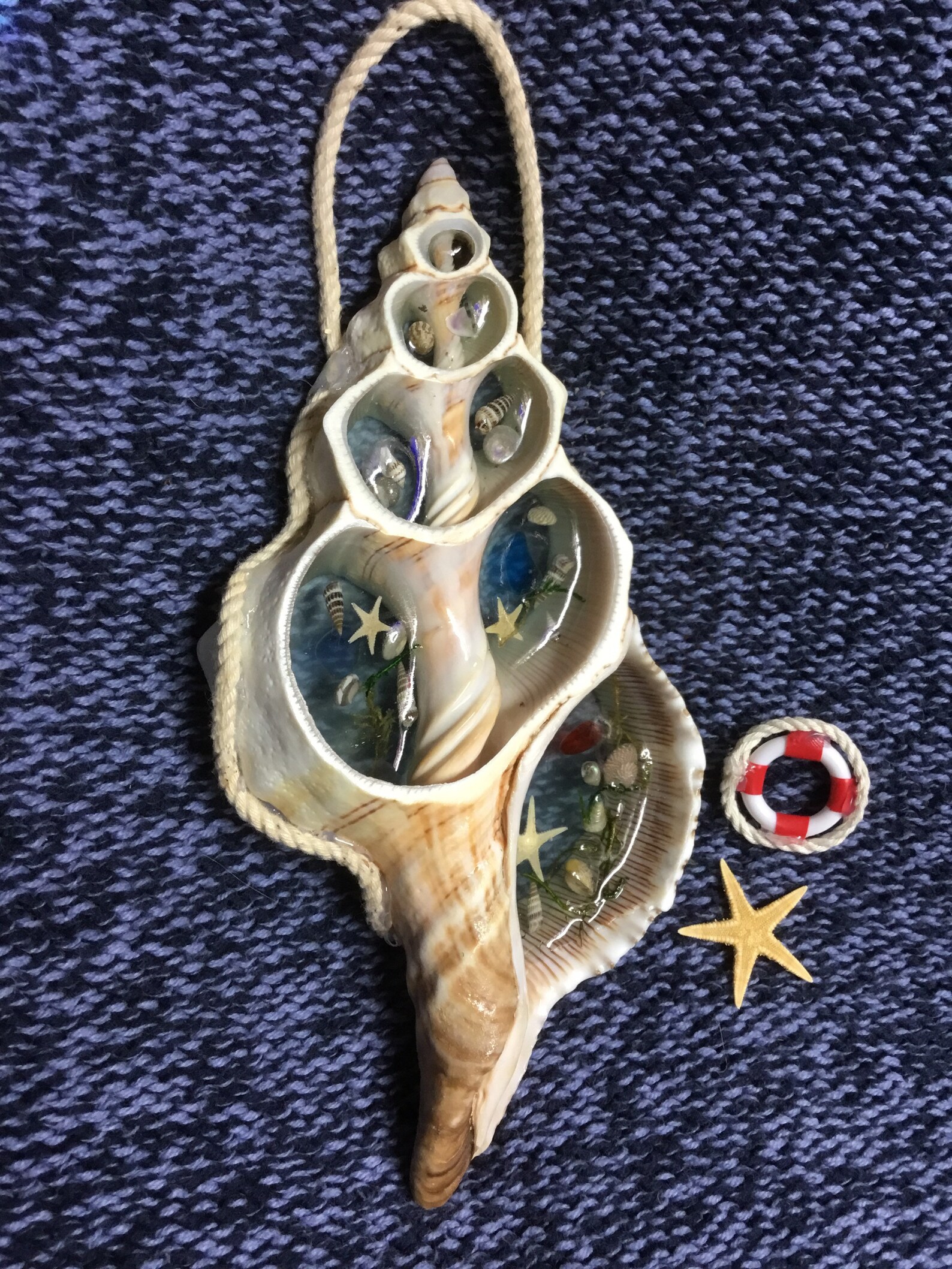 Large Cut Shell With Resin and Seashells Hanging Wall Art - Etsy