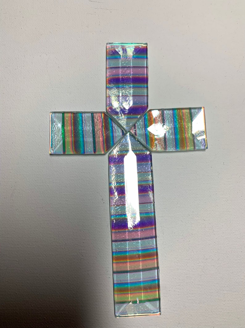 Dichroic Glass Cross Bevel Cluster for Stained Glass Work - Etsy