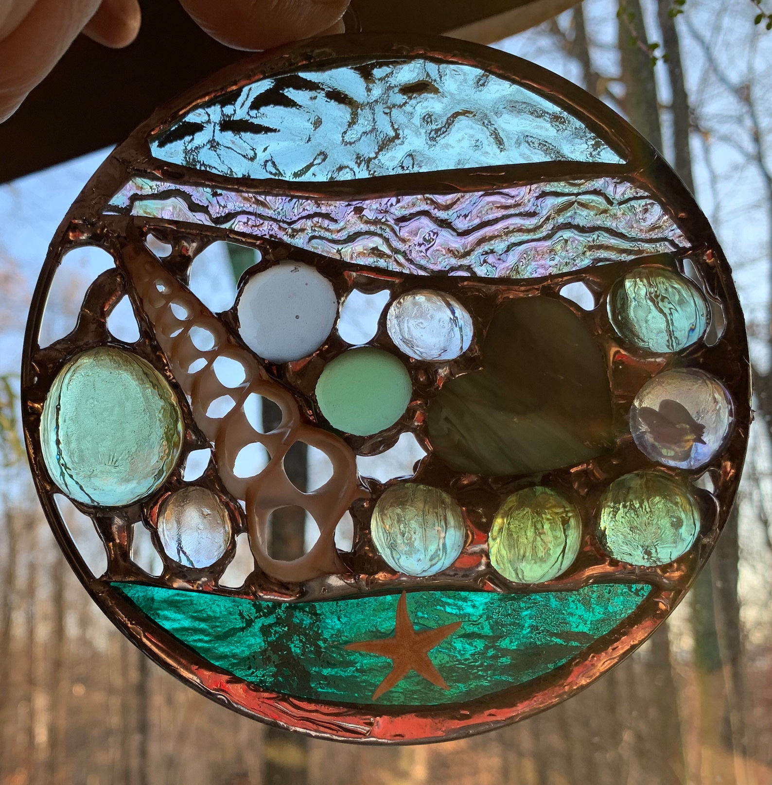 Stained Glass Ocean Sun Catchers With Shells and Starfish - Etsy