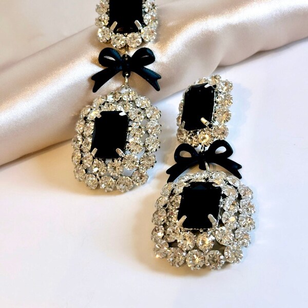Rhinestone Earrings - Etsy