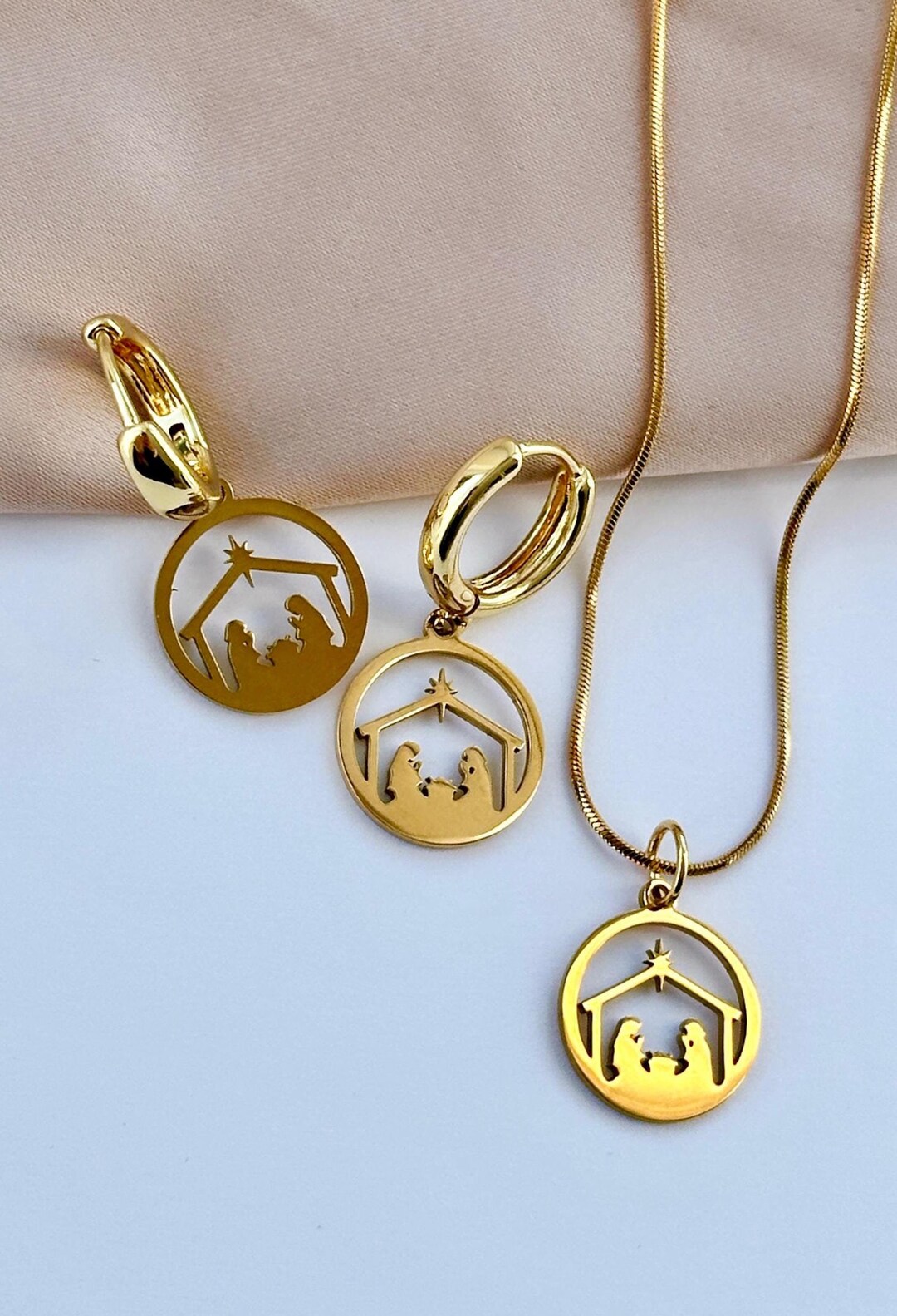 Christmas Jewelry Set, Nativity Jewelry, Nativity Earrings, Nativity ...