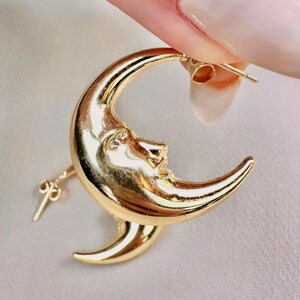 Moon Hoop Earrings - Moon Hoops - 14K Gold Hoops - Celestial Wedding - Etsy