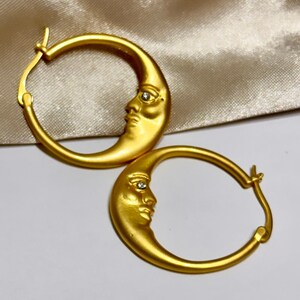 Moon Hoop Earrings - Moon Hoops - 14K Gold Hoops - Celestial Wedding - Etsy