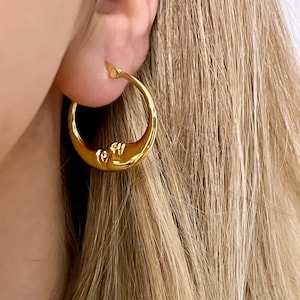 Moon Hoop Earrings - Moon Hoops - Gold Hoops - Celestial Wedding - Etsy