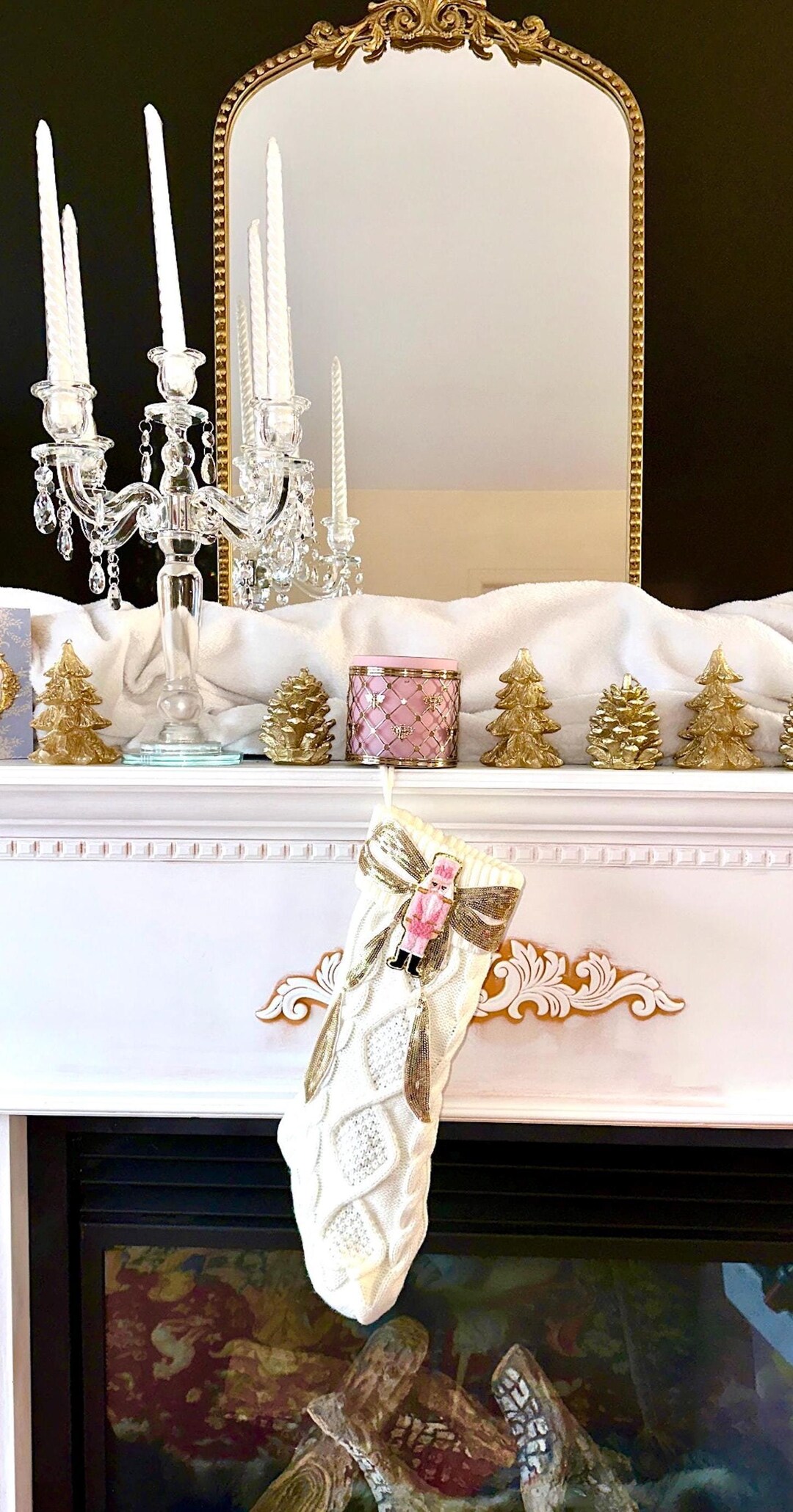 Pink Nutcracker Stocking, Nutcracker Christmas Stockings, White Knit ...