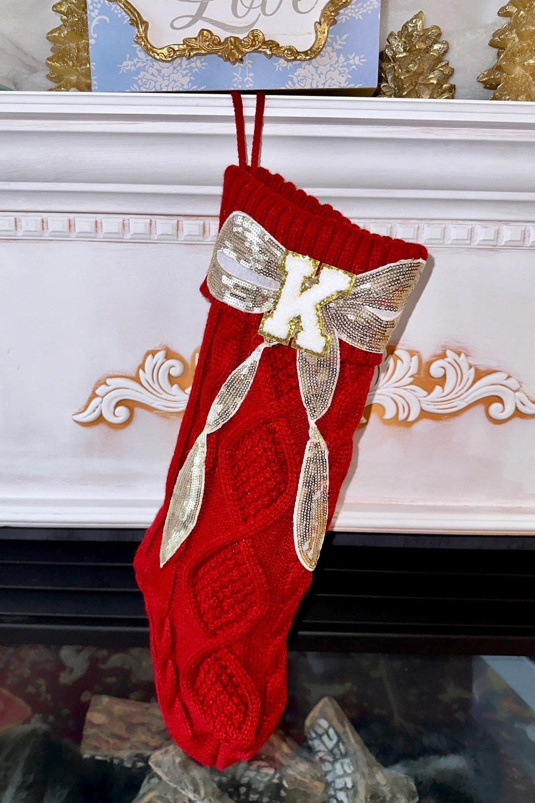 Initial Christmas Stocking, Letter Christmas Stocking, Personalized ...