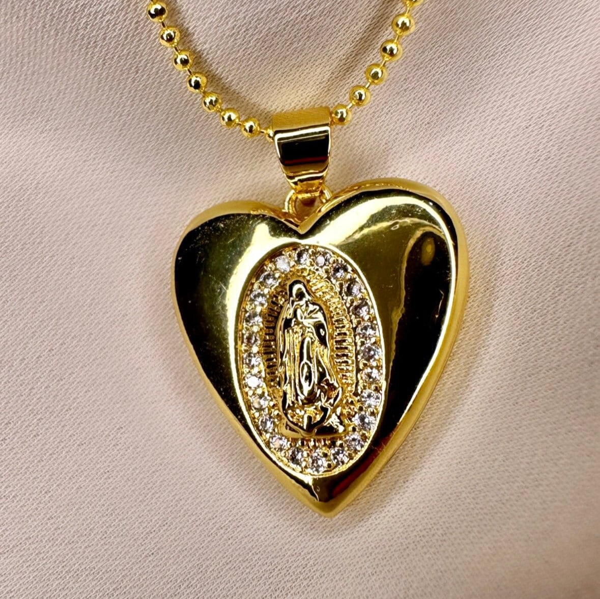 Virgin Mary Locket, Virgin Mary Heart Necklace, Gold Heart Locket ...