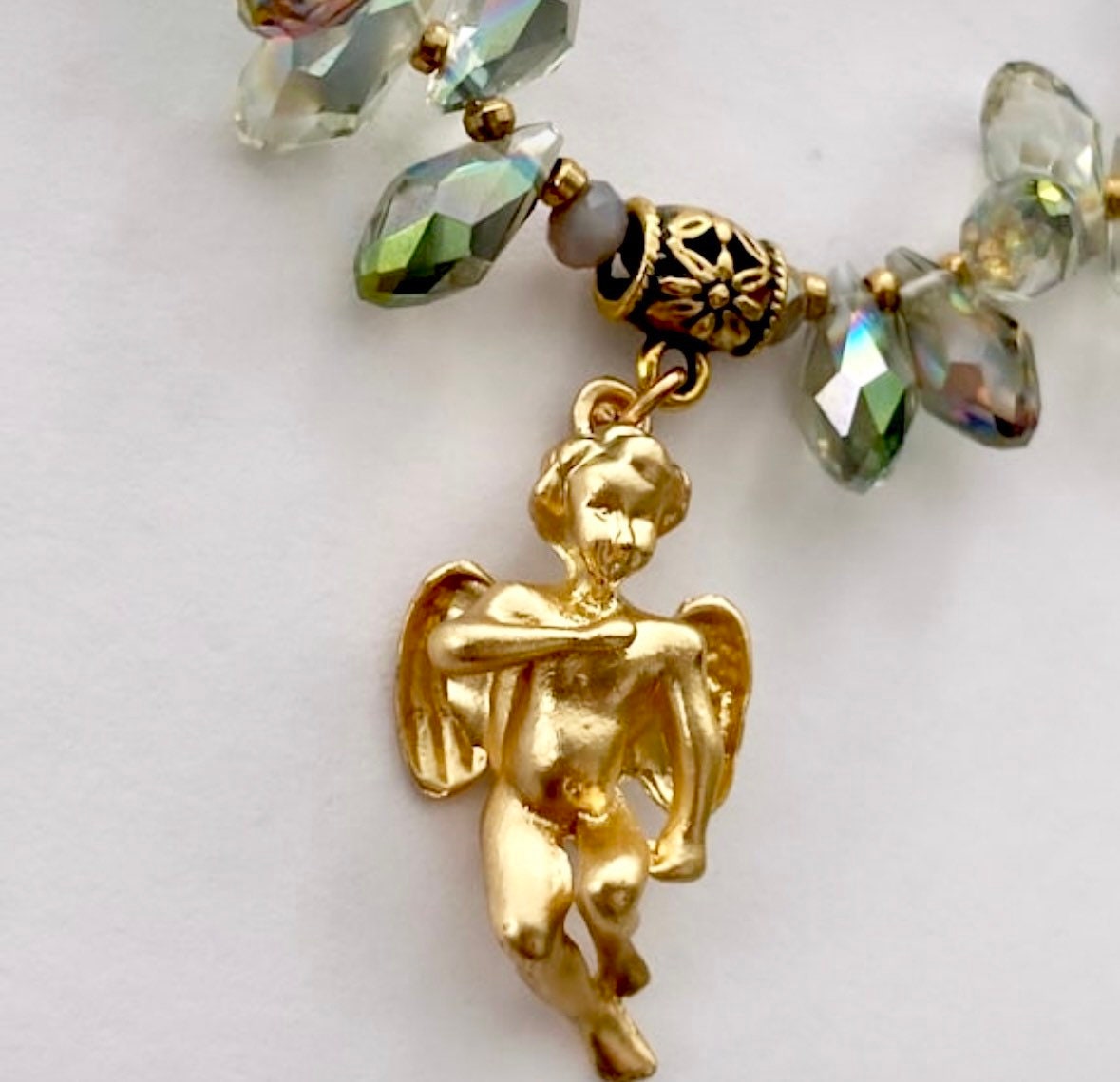 Art Nouveau Angel Catholic Necklace, Guardian Angel Pendant, Protection ...
