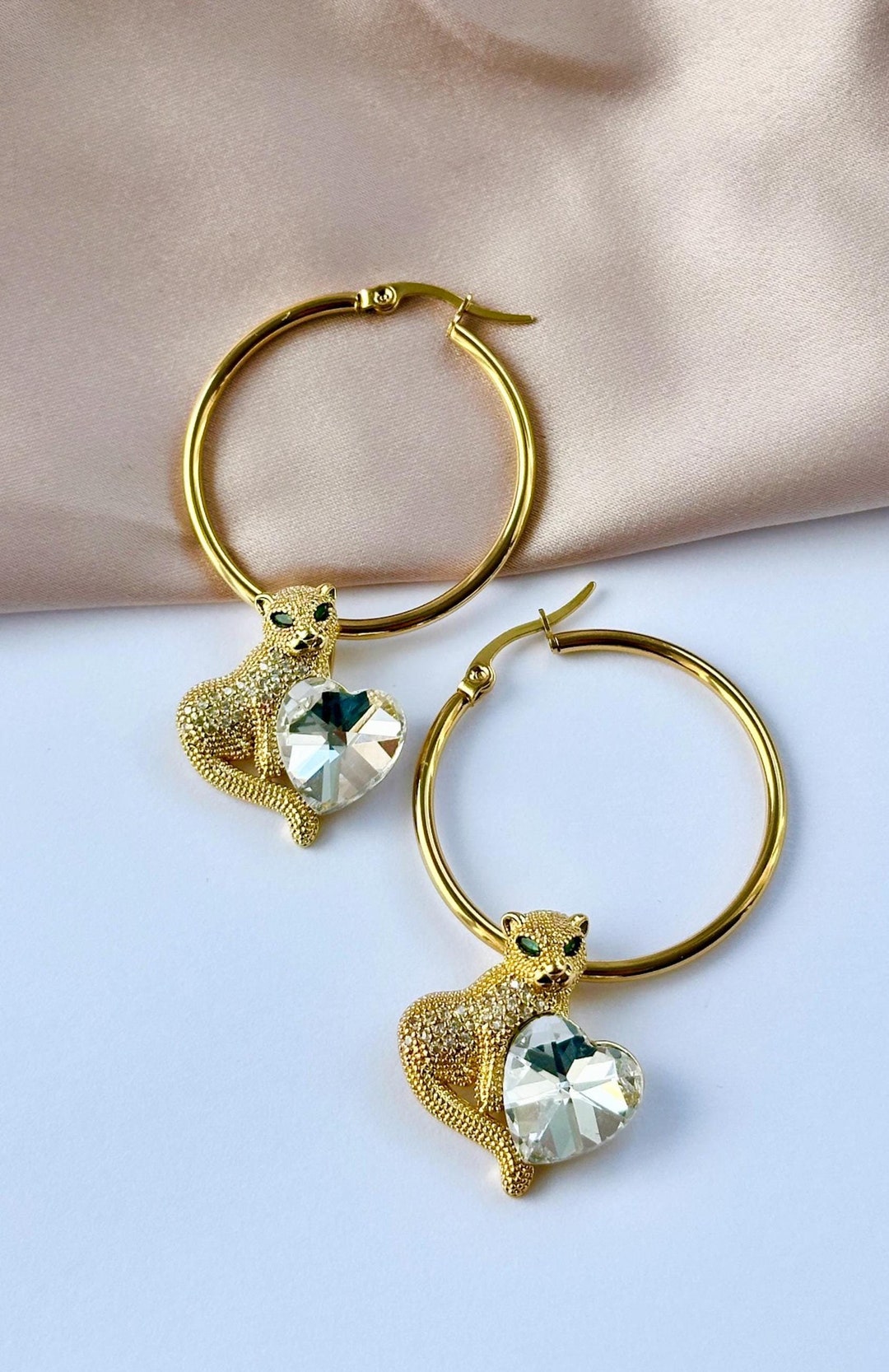 Cheetah Hoop Earrings, Gold Leopard Earrings, Leopard Hoop Earring ...