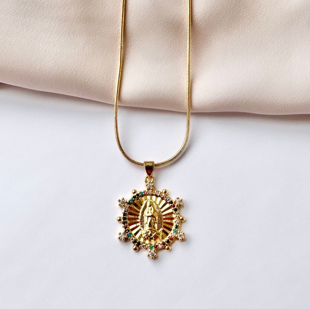Virgin Mary Medal, Miraculous Medal Necklace, Stainless Steel Gold ...