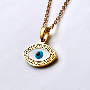 Small Evil Eye Gold Necklace, Enamel Evil Eye Necklace, Evil Eye ...