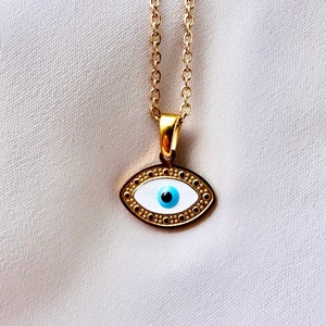 Small Evil Eye Gold Necklace, Enamel Evil Eye Necklace, Evil Eye ...