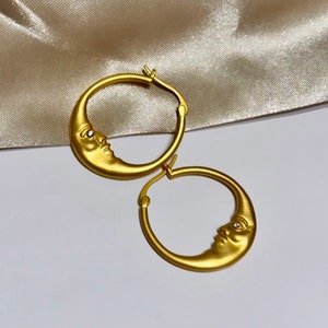 Moon Hoop Earrings - Moon Hoops - 14K Gold Hoops - Celestial Wedding - Etsy