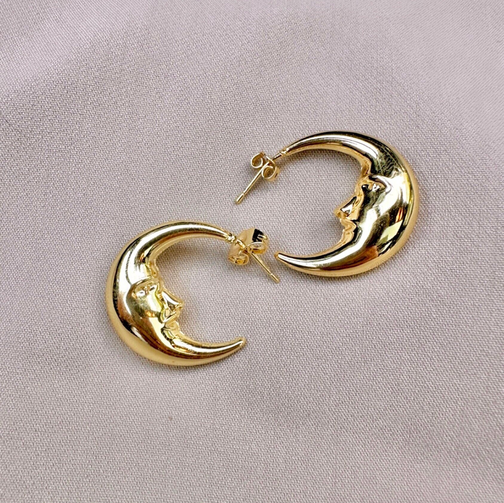 Moon Hoop Earrings - Moon Hoops - 14K Gold Hoops - Celestial Wedding - Etsy