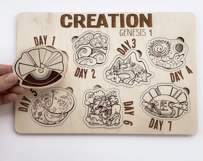 Days of Creation Puzzle, Wooden Puzzle, Bible Puzzle, Christian Gifts ...