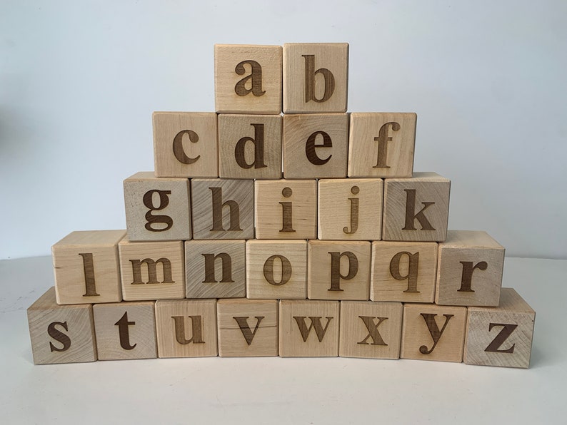 Alphabet Blocks Engraved Blocks Wooden Alphabet Blocks - Etsy