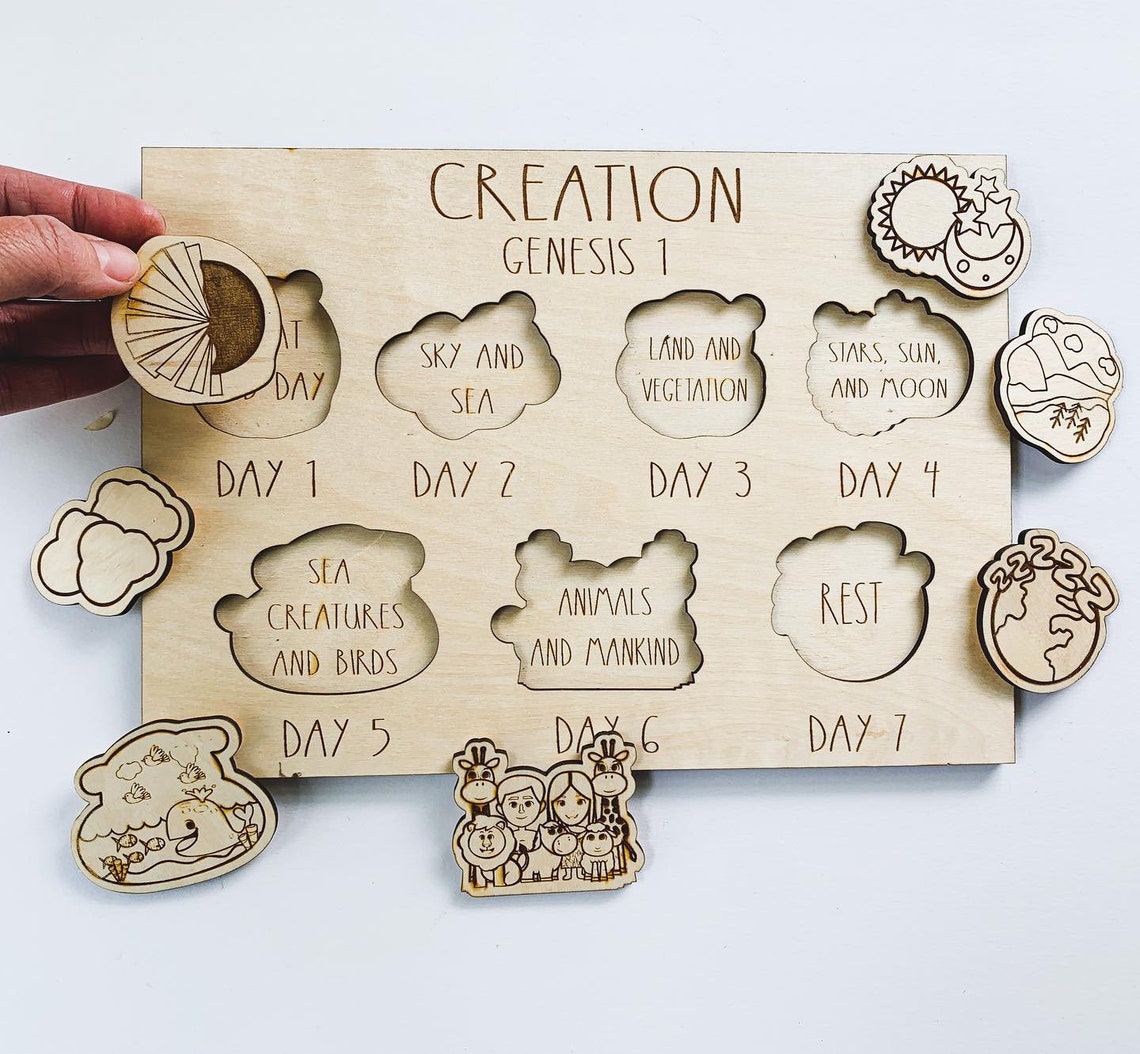 Creation Puzzle Wooden Puzzle Bible Puzzle Genesis 1 - Etsy