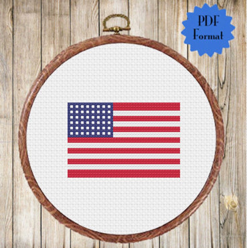Small Cross Stitch Pattern US USA Flag - Etsy