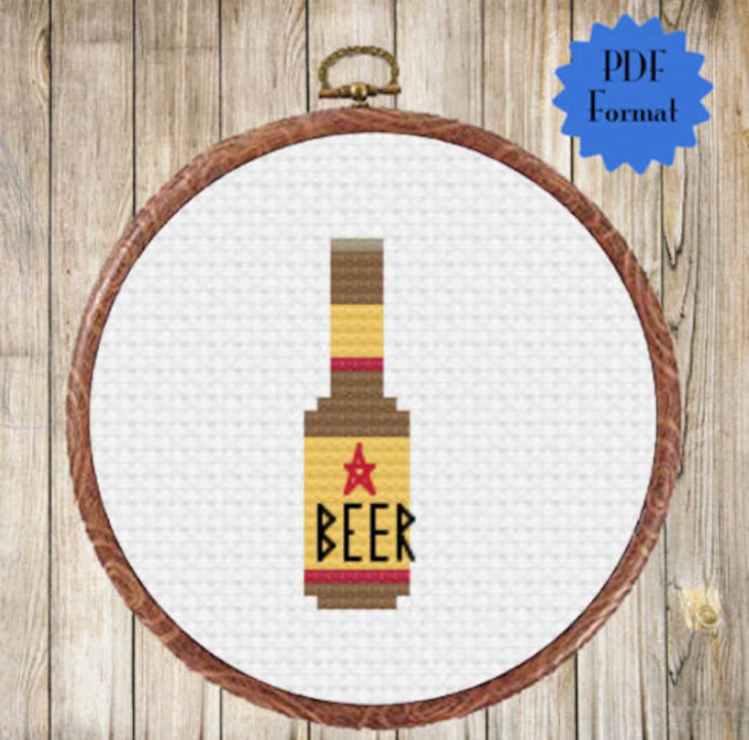 Mini Beer Bottle Cross Stitch Pattern - Etsy