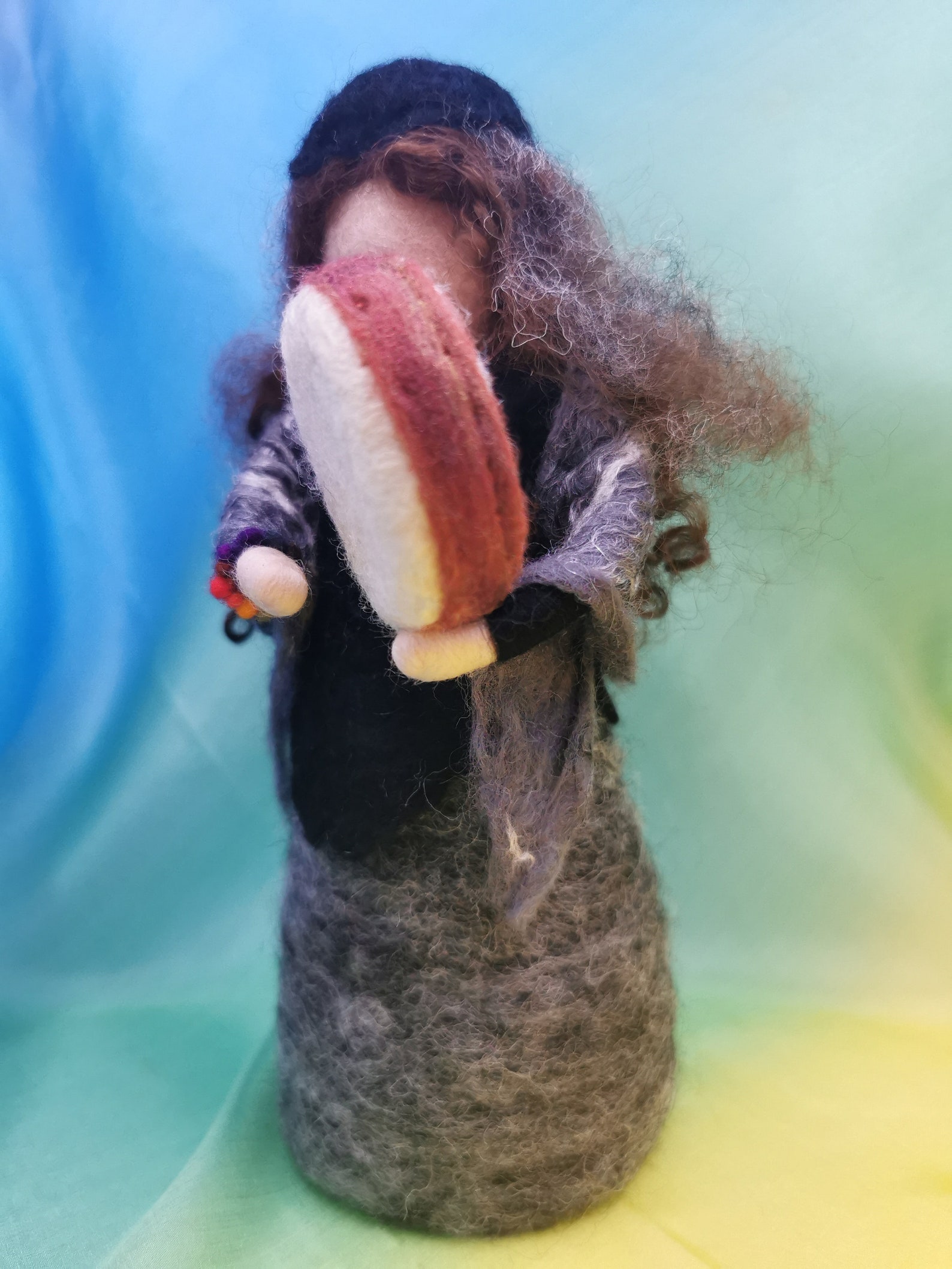 Needle Felted Drumming Woman Statue: Wool and Silk Art - Etsy