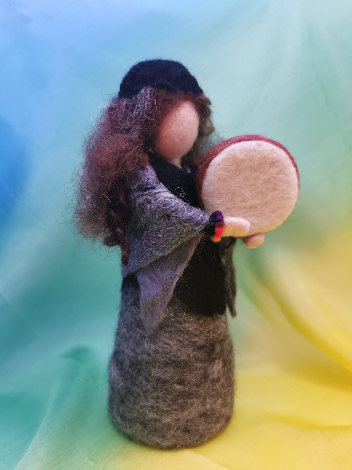 Needle Felted Drumming Woman Statue: Wool and Silk Art - Etsy