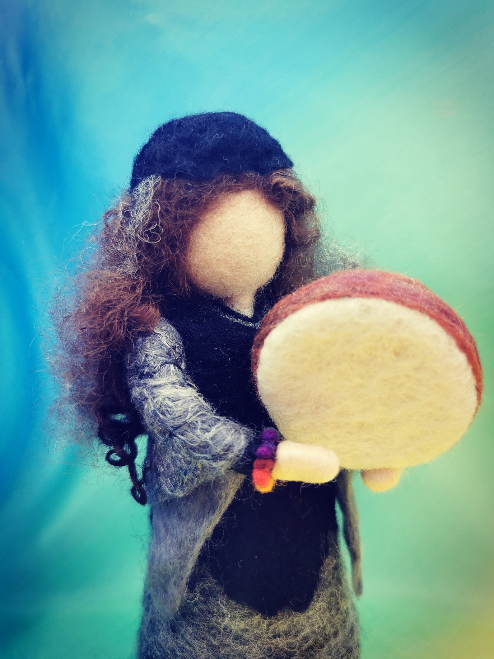 Needle Felted Drumming Woman Statue: Wool and Silk Art - Etsy