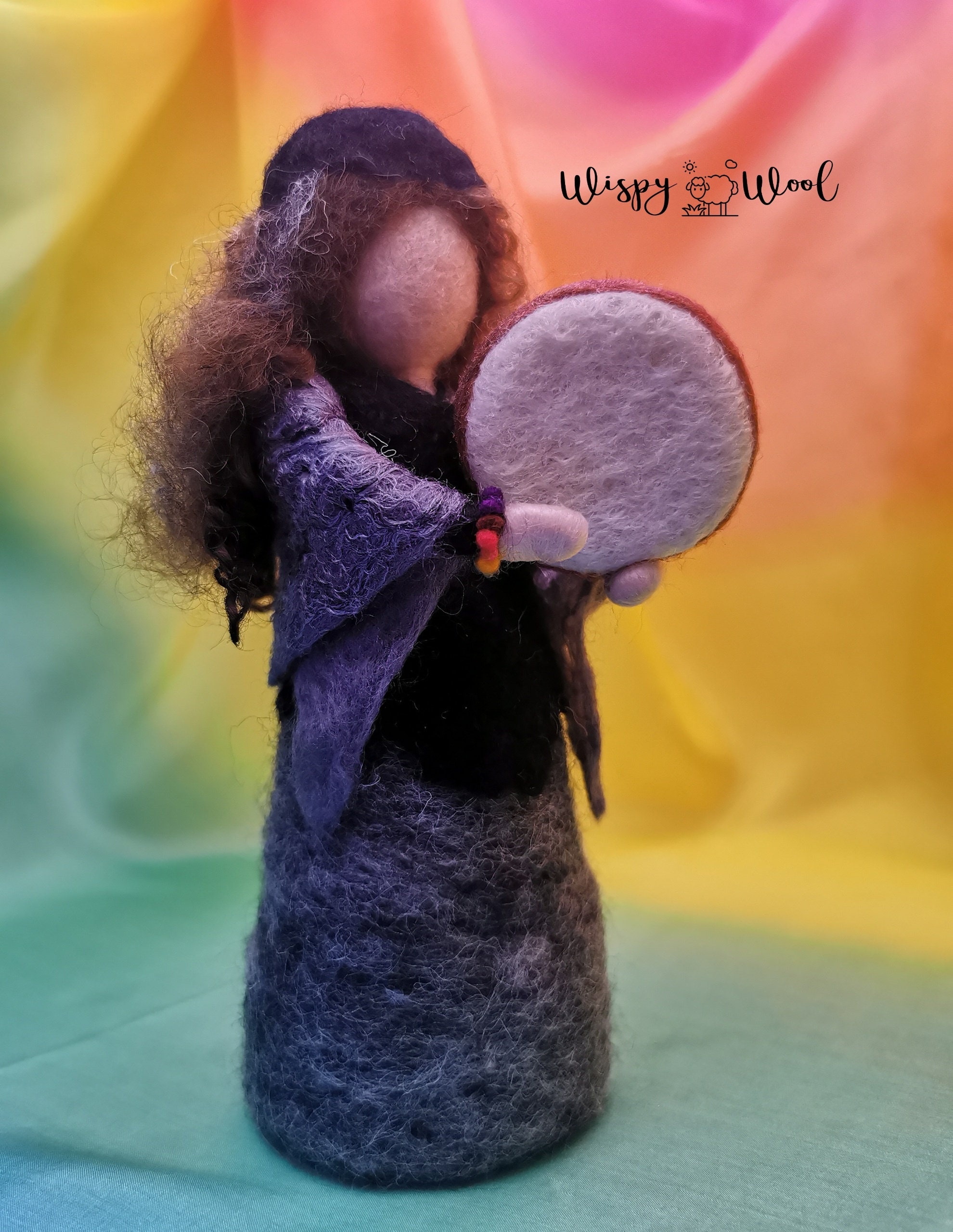 Needle Felted Drumming Woman Statue: Wool and Silk Art - Etsy