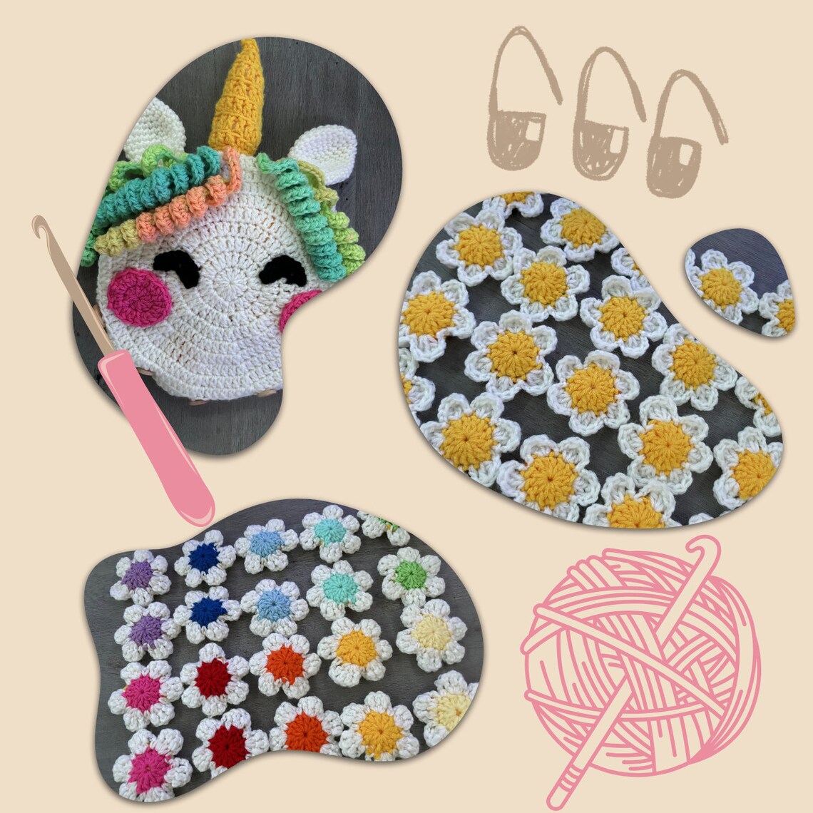 Original Design Crochet Unicorn Memory Game PATTERN Crochet Patterns ...