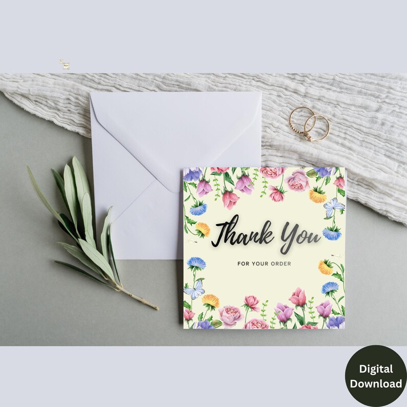 Thank You Card 5x5 Printable | Small Business Thank You Insert ...