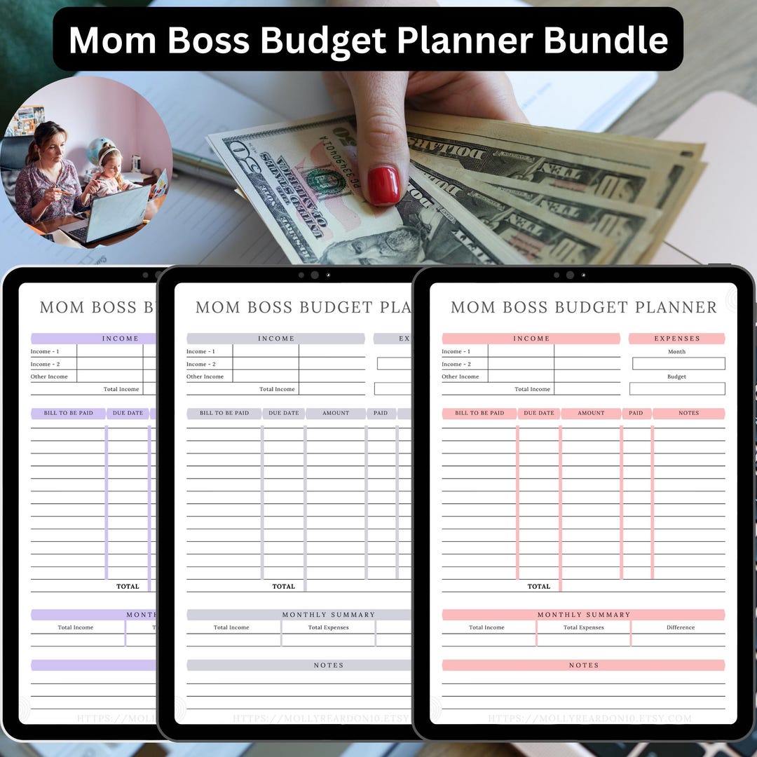 Mom Boss Budget Planner Bundle Printable Instant Download Pink Lavender ...
