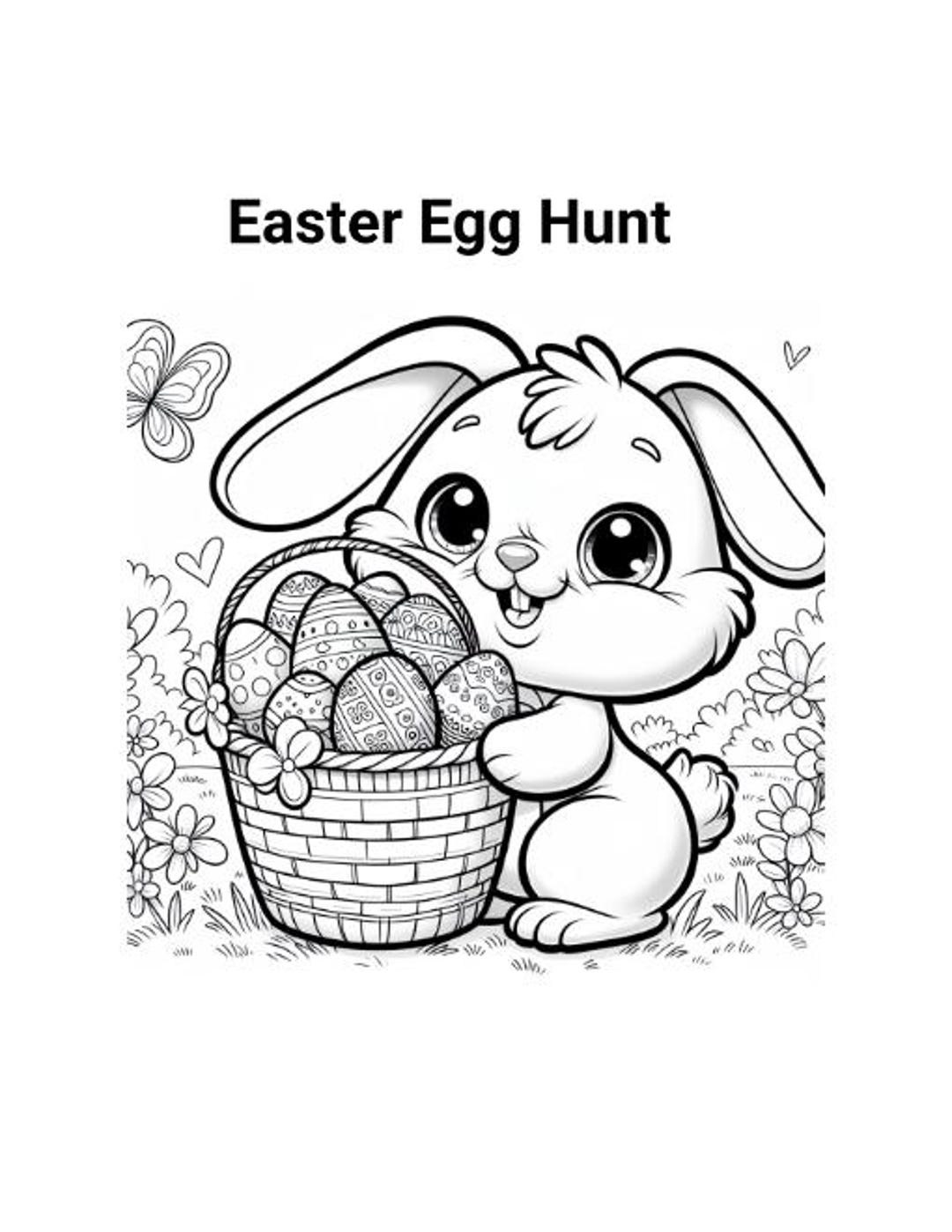 Easter Egg Hunt Printable Coloring Page - Etsy