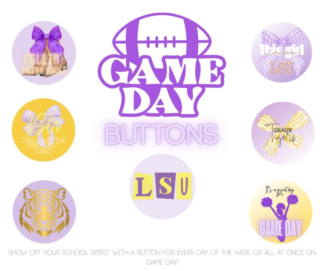 LSU Game Day Button Designs- 7 Printable Team Spirit Templates/sports ...