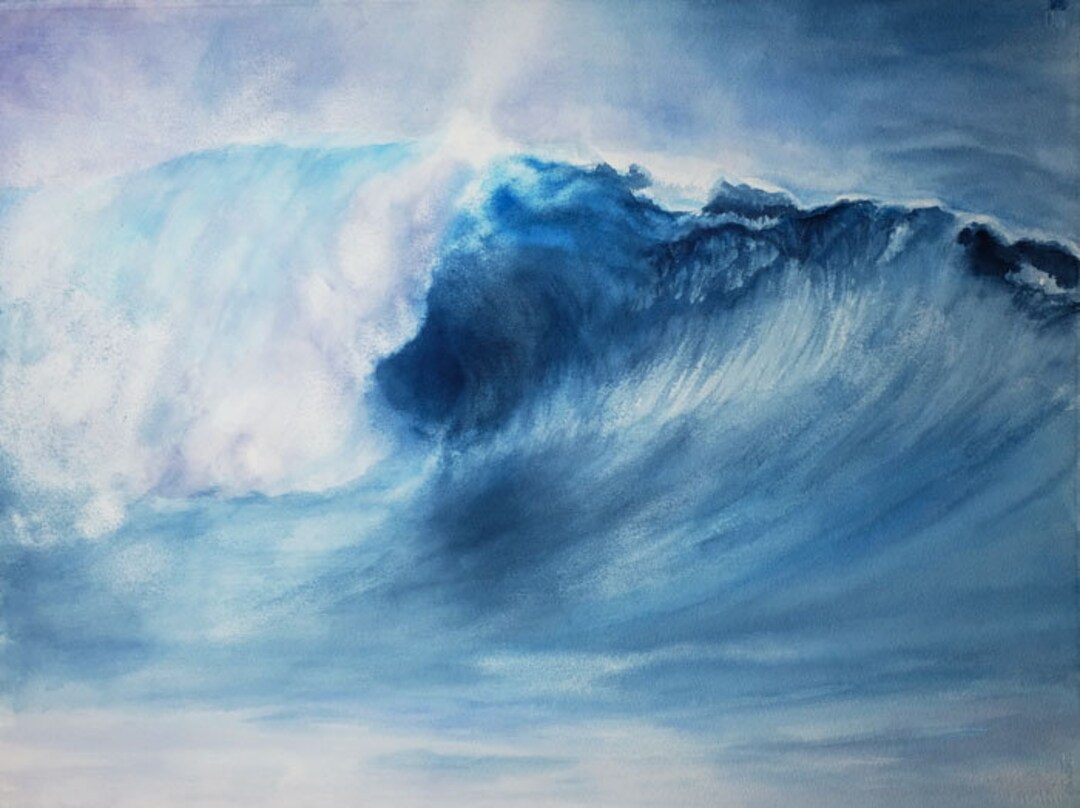 Surf Wave Painting Matted Art Print - Etsy.de