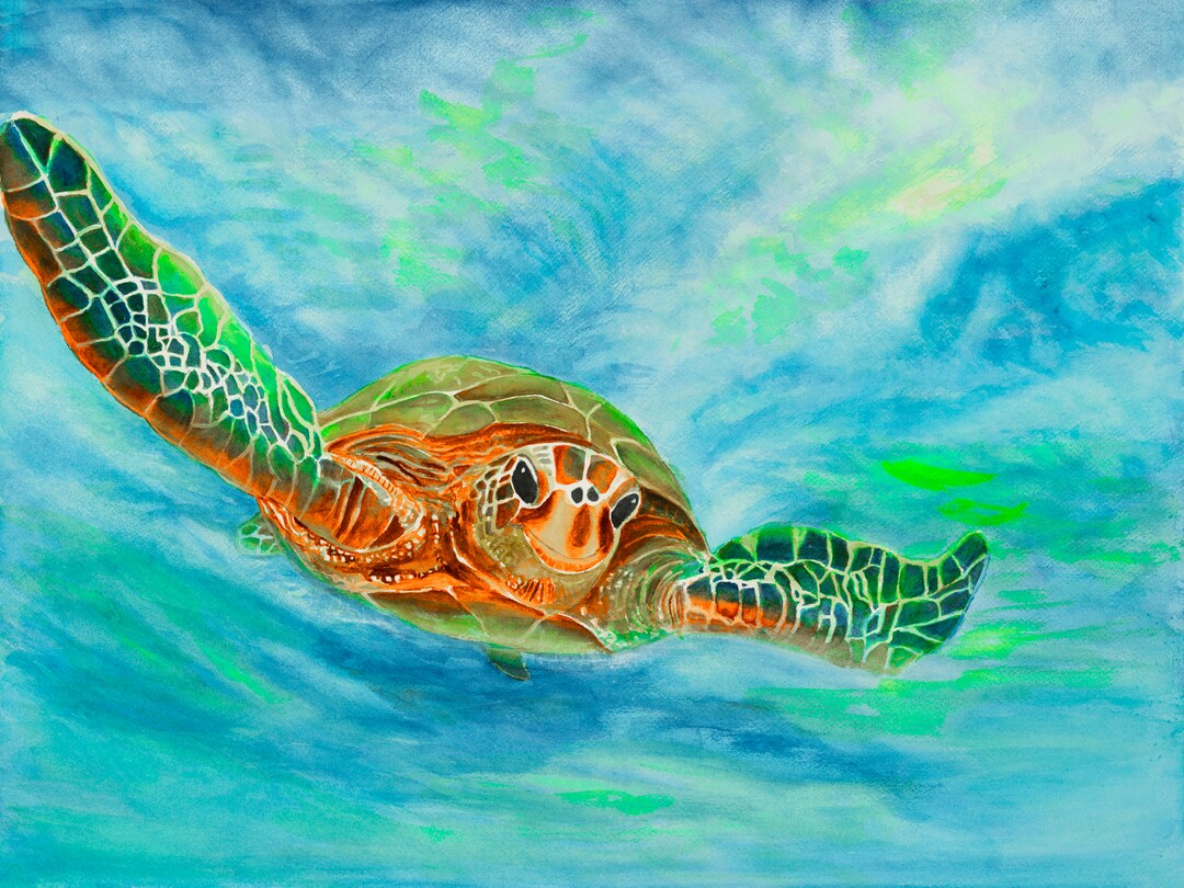 Honu Turtle Painting 16x20 Art Print - Etsy
