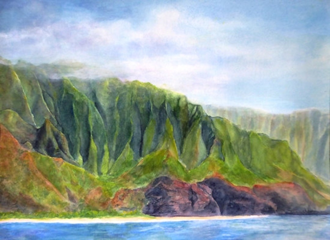 Na Pali Coast 5x7 Painting Matted Art Print - Etsy