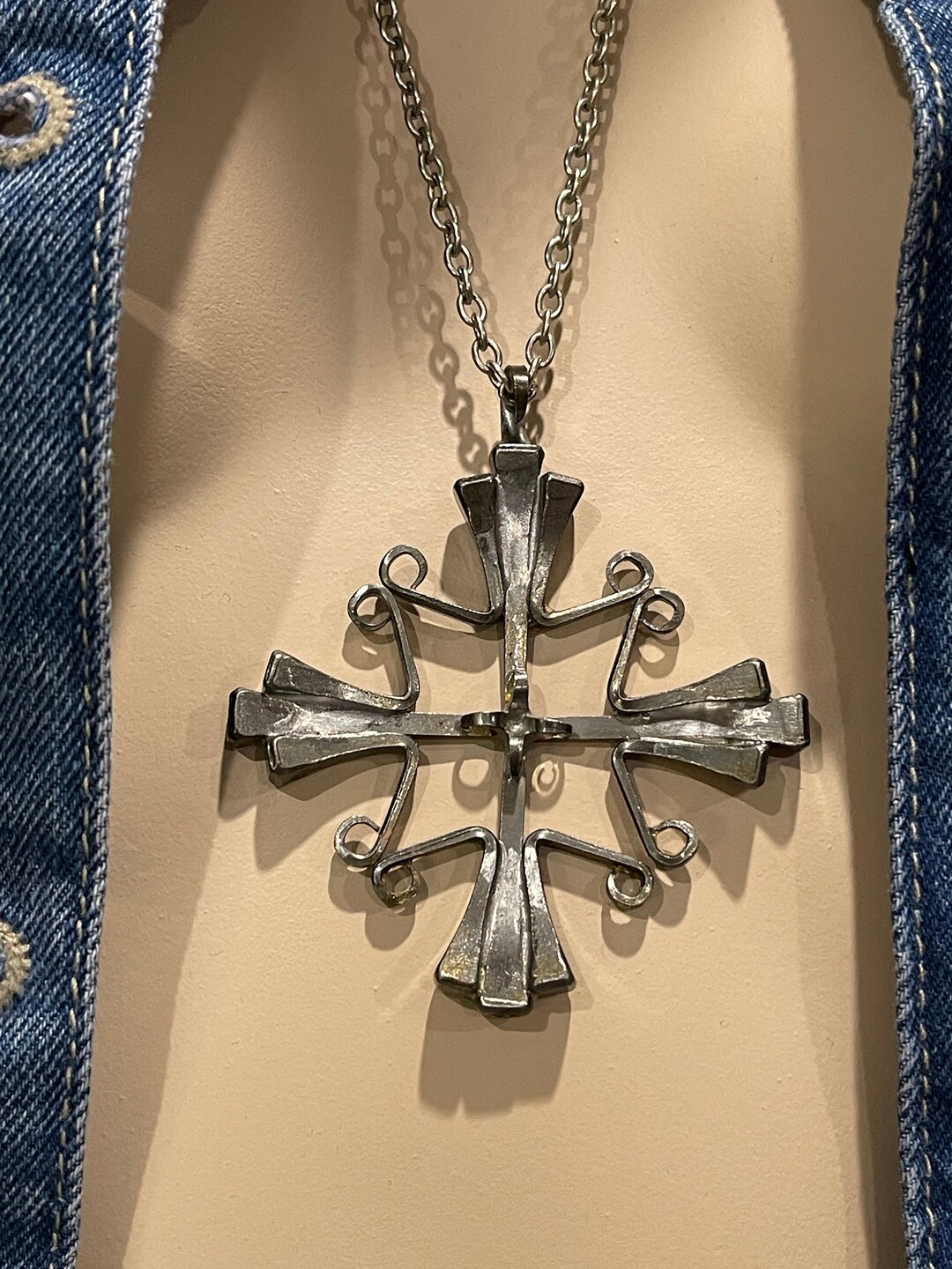 Necklace Cross Vintage Bohemian Aztec Tribal Metal Horseshoe Nail ...