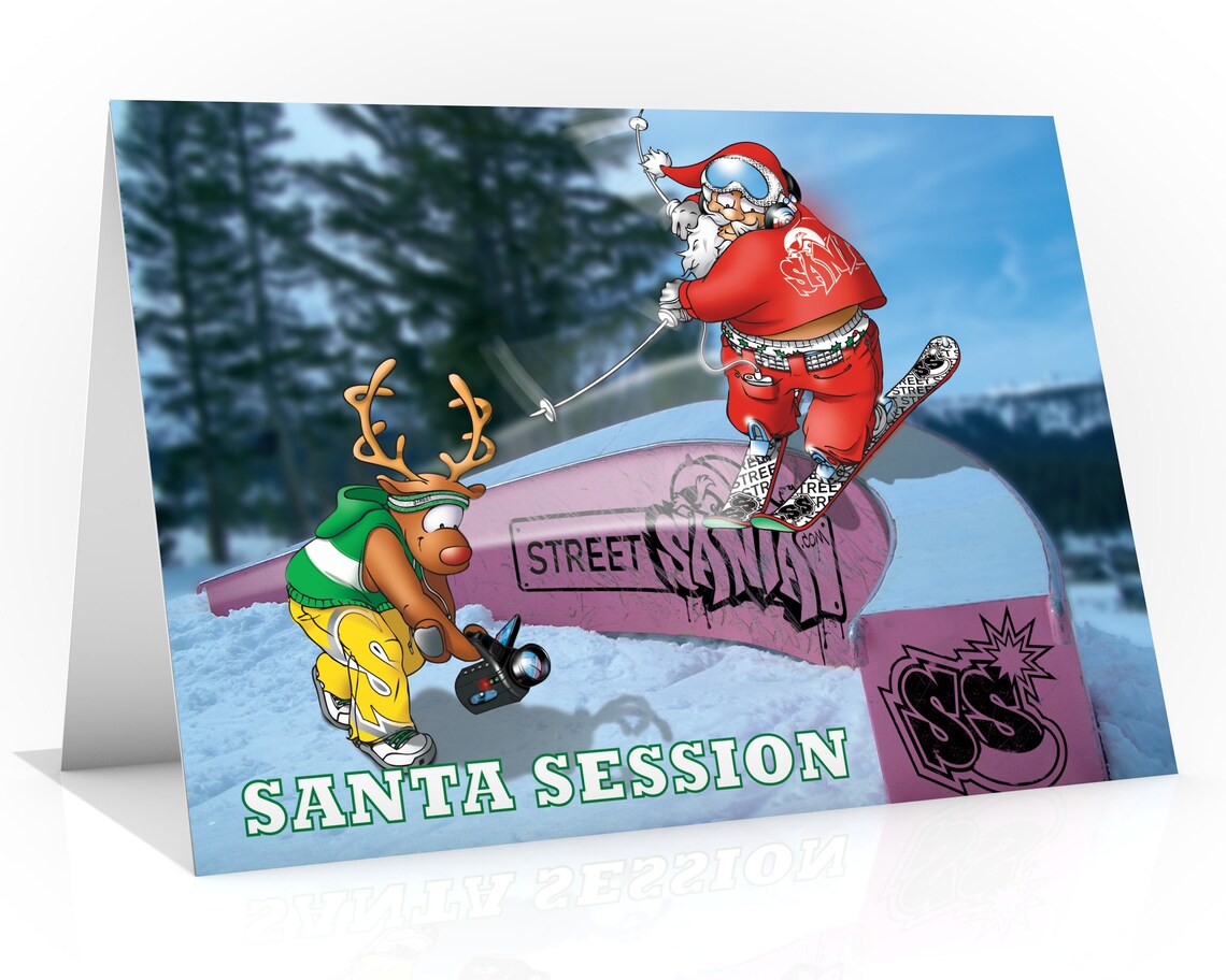 Ski Christmas Cards - 12 Card Pack - A5 Size - Funny Christmas Cards ...