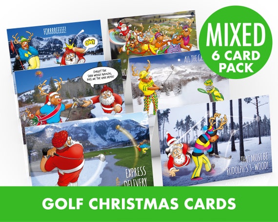 Golf Christmas Cards 6 Card Pack Funny Range of Golfing - Etsy