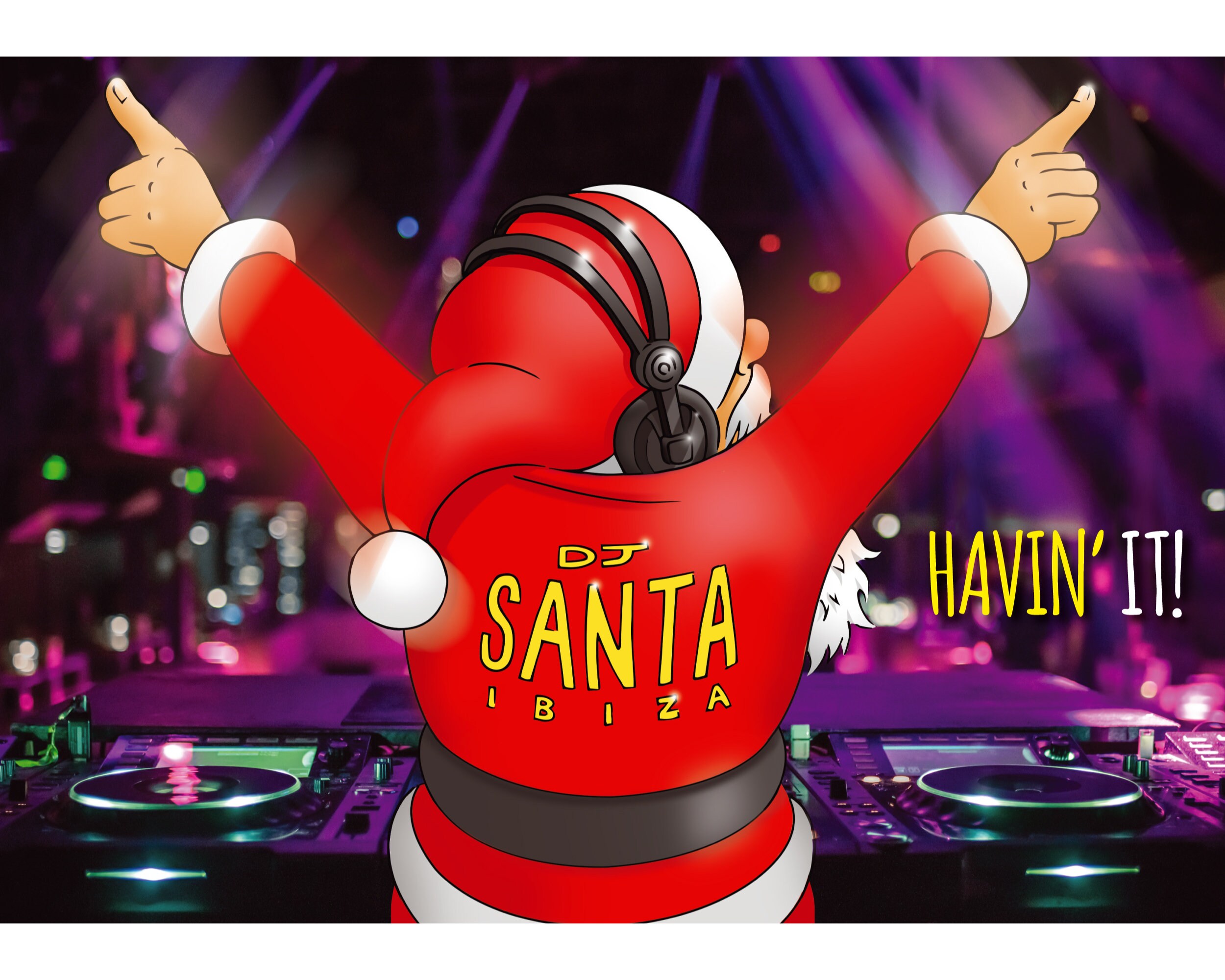 Rave Christmas card DJ card Ibiza Funny greeting card Havin it | Etsy