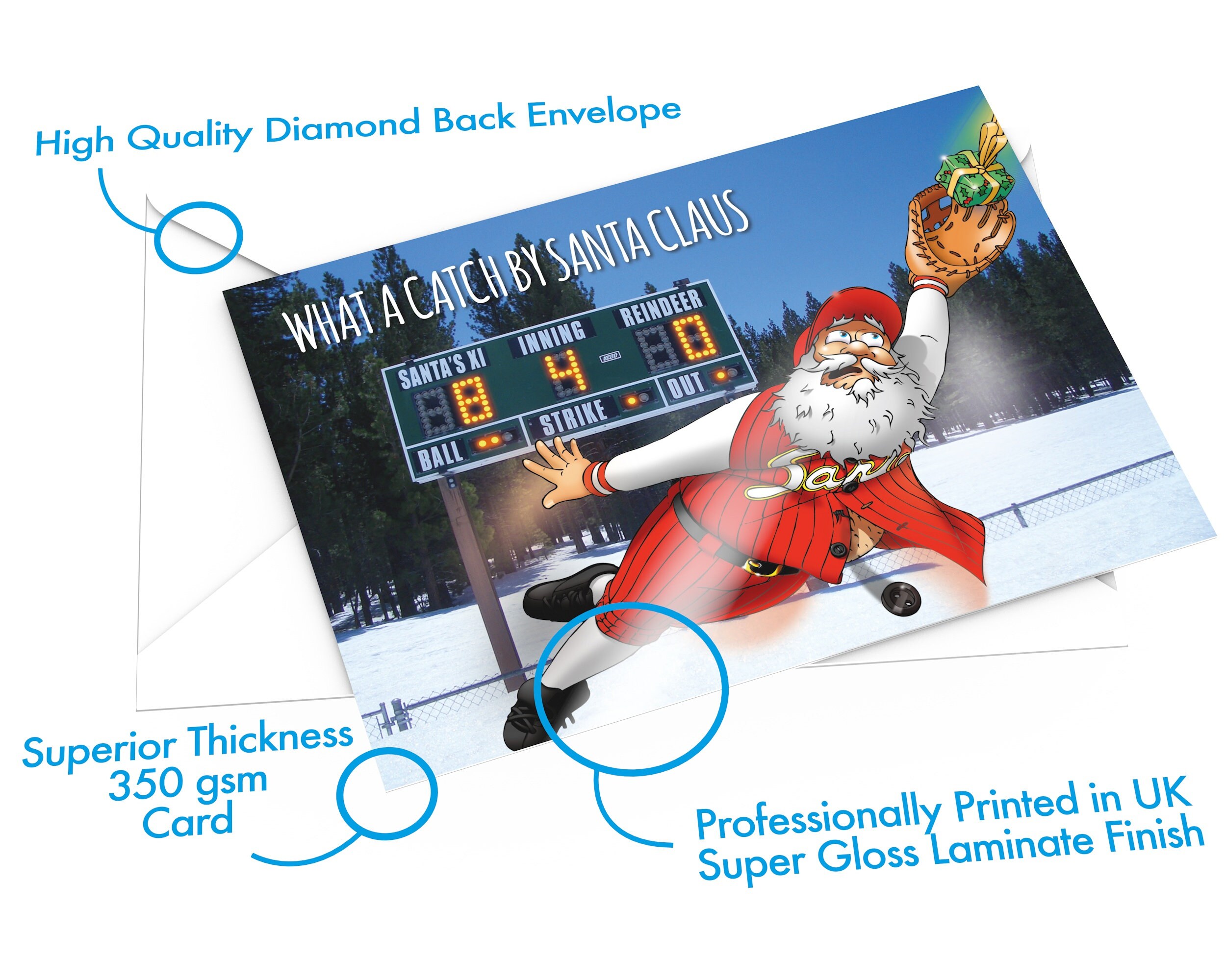 Baseball Christmas Card | What a Catch by Santa Claus | Super Card for ...