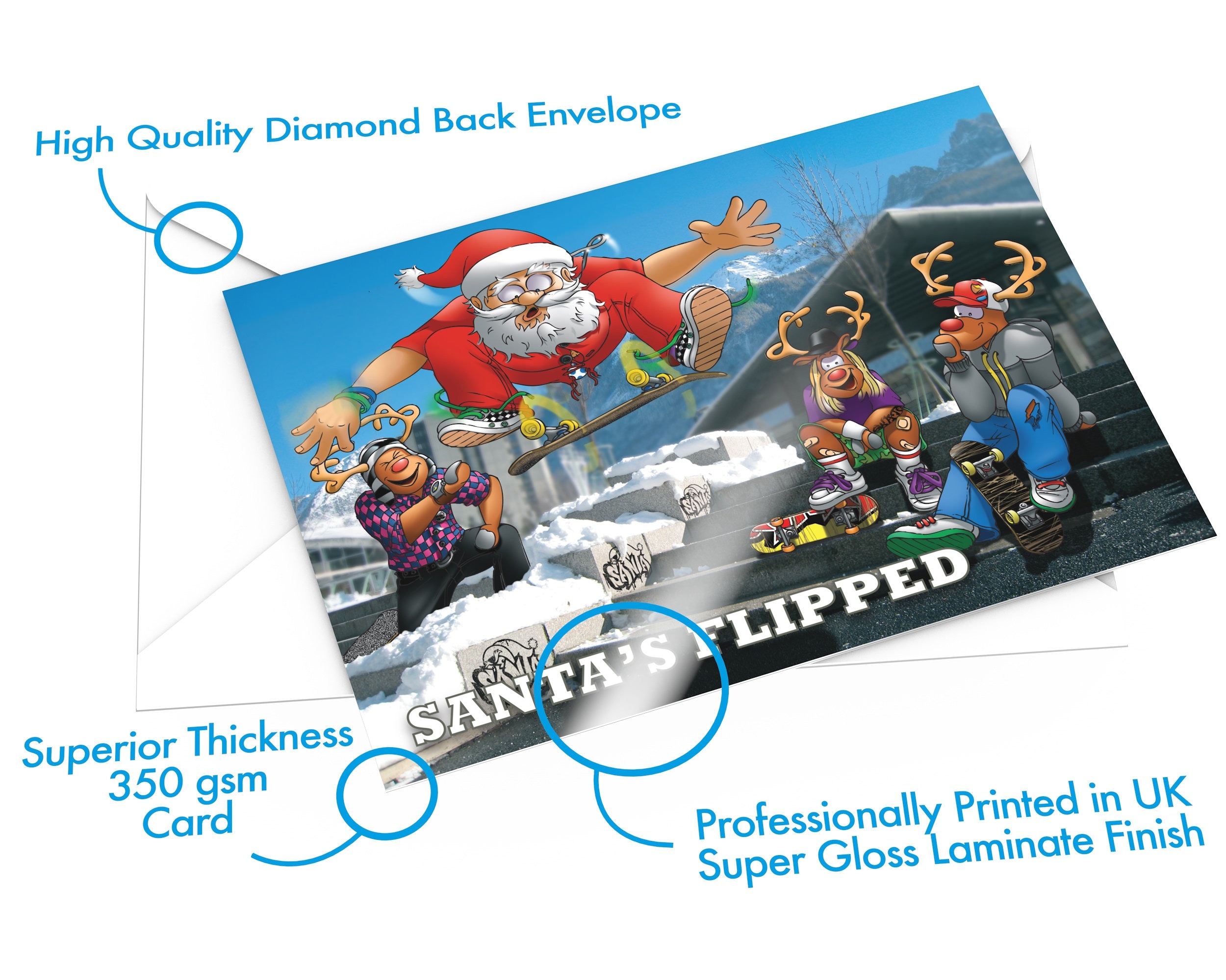 Skateboard Christmas Card Santa's Flipped Santa Kick - Etsy