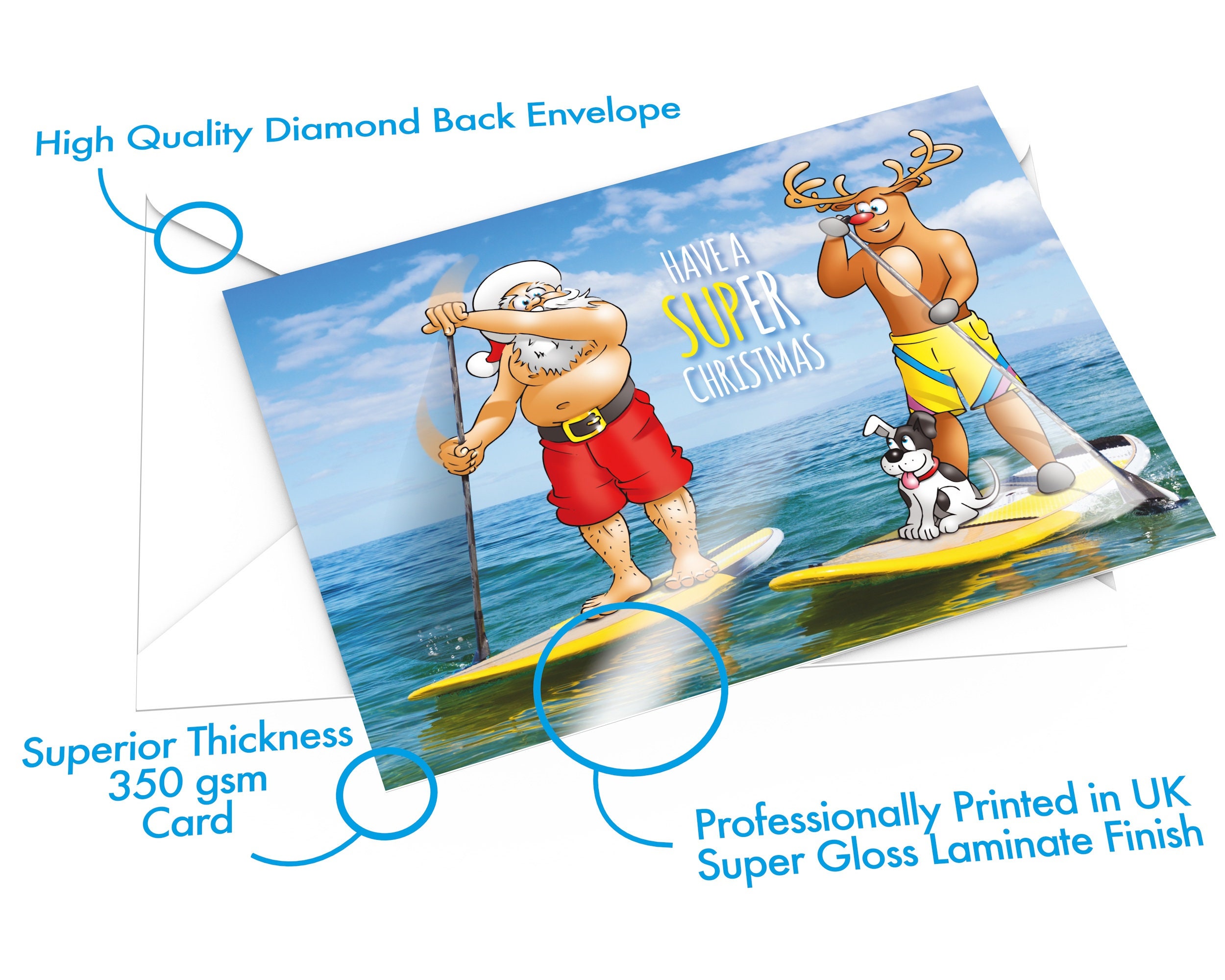 Paddleboarding Christmas Card SUP Greeting Card Funny Humorous Hand ...