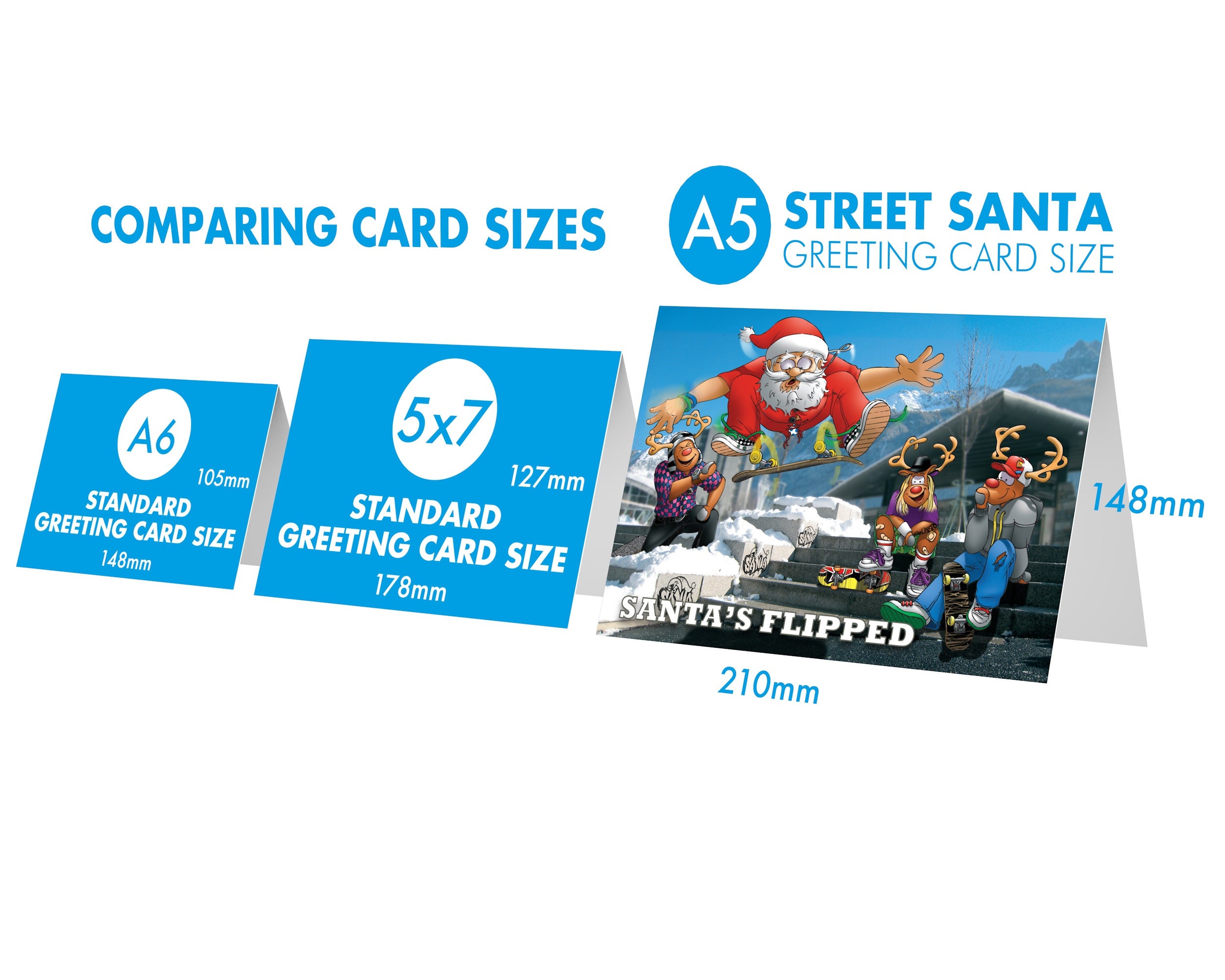 Skateboard Christmas Card Santa's Flipped Santa Kick - Etsy