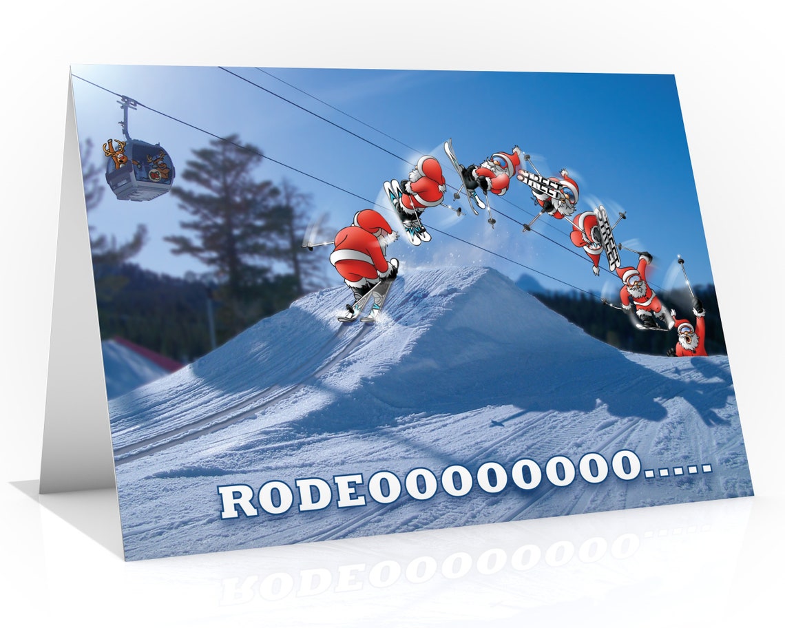 Ski Christmas Cards - 12 Card Pack - A5 Size - Funny Christmas Cards ...