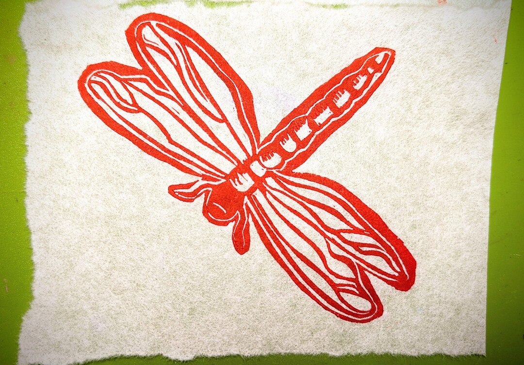 Dragonfly Linocut - Etsy