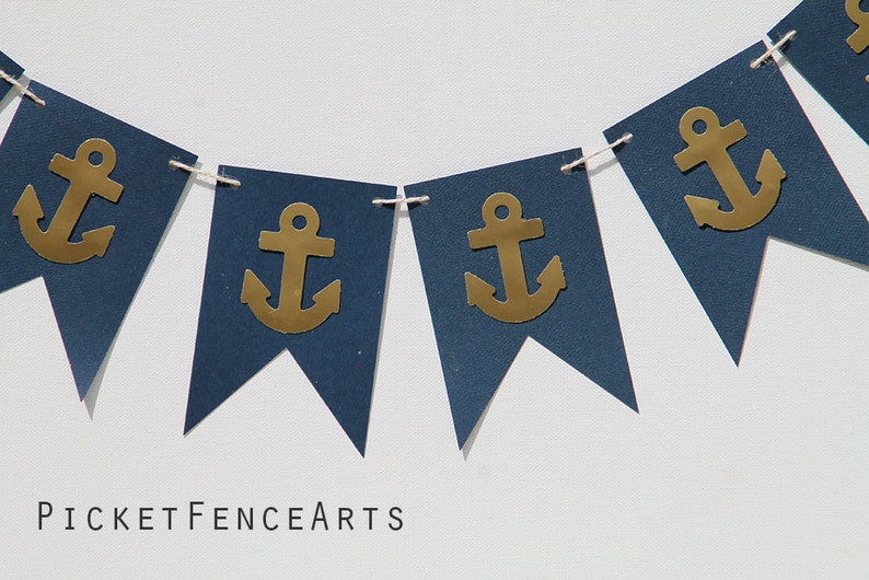 Navy and Gold Anchor Banner Nautical Blue and Gold Banner - Etsy