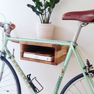 Basic Oak Wooden Bike Rack. Small Bike Storage Cabinet. Wall Mounted ...