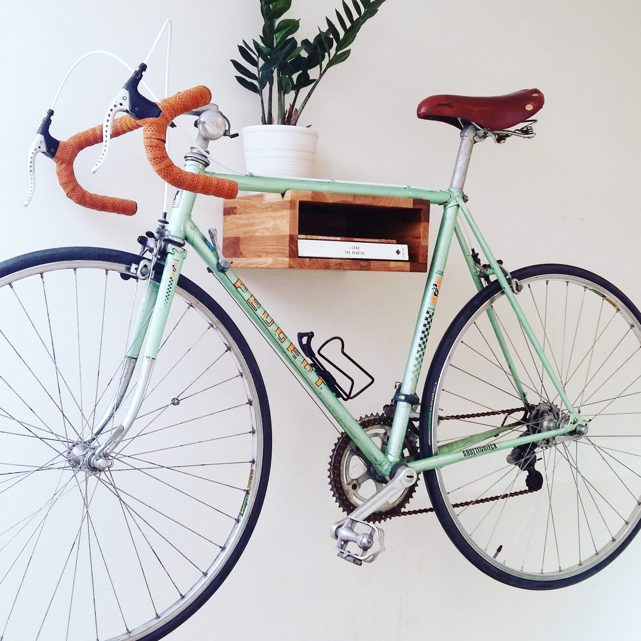 Basic Oak Wooden Bike Rack. Small Bike Storage Cabinet. Wall - Etsy